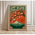Mount Fuji Cherry Blossom Print Retro Japanese Landscape Poster Emerald ...