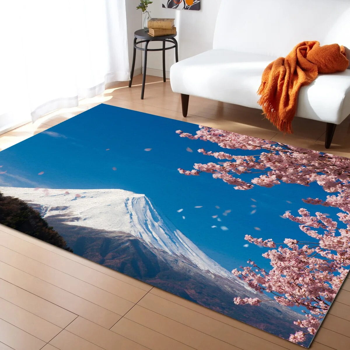 Mount Fuji Cherry Blossom Tree Carpet Area Rug Children's Room Living ...