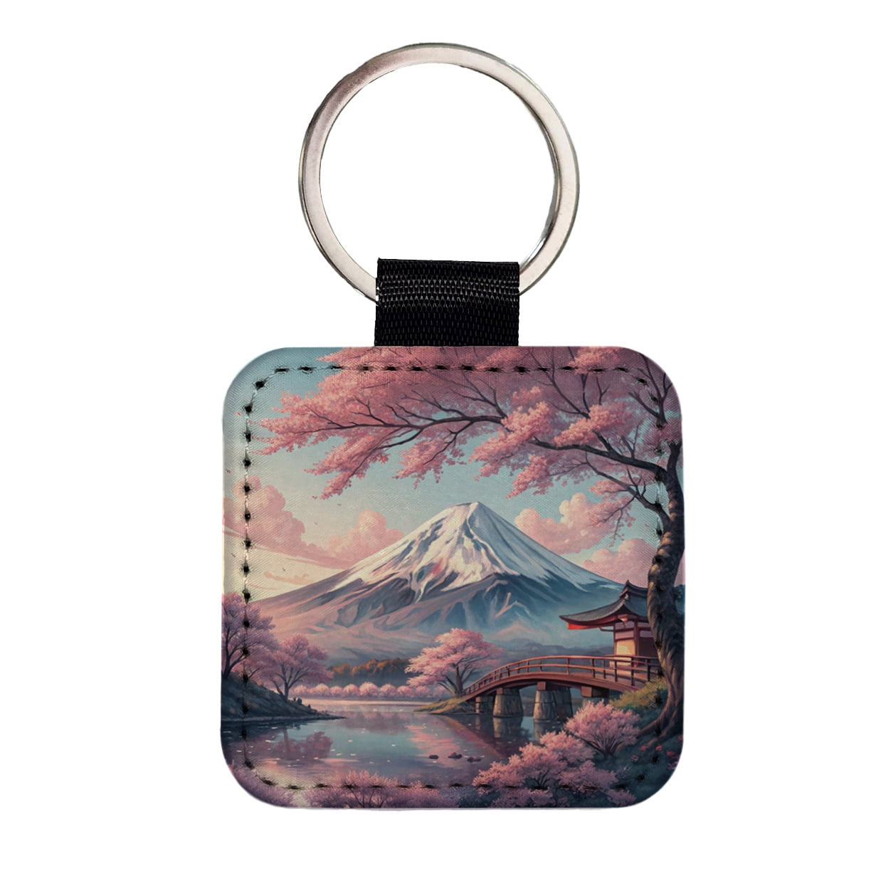 Mount Fuji During Cherry Blossom Season Japan Faux Leather Square ...