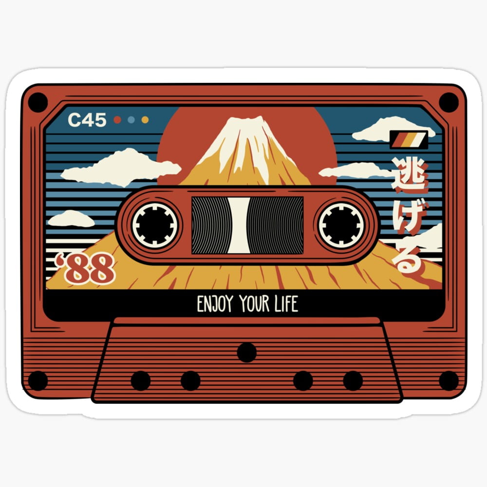 Mount Fuji Enjoy Your Life Tape Sticker Phone Decal Water Bottle ...