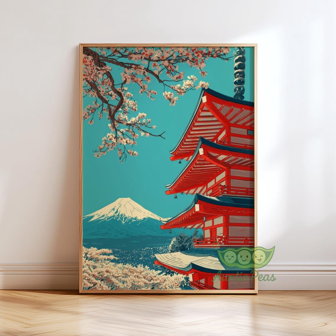 Mount Fuji Japan Cherry Blossom Temple Japanese Landscape Red Pagoda ...