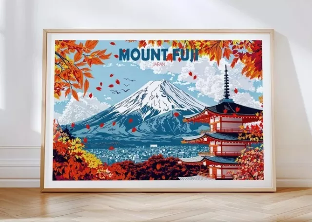 Mount Fuji Japan Travel Poster, Mount Fuji Travel Wall Art, Japan Travel NO FRAMED POSTER, Home ...