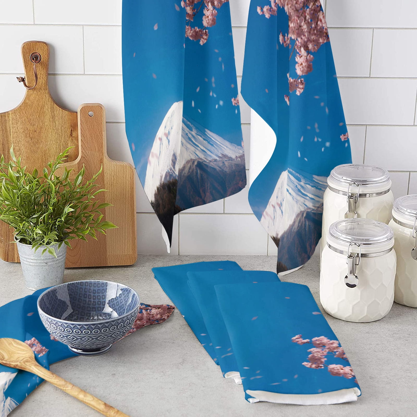 Mount Fuji Japanese Cherry Blossom Microfiber Cleaning Cloths Hand ...