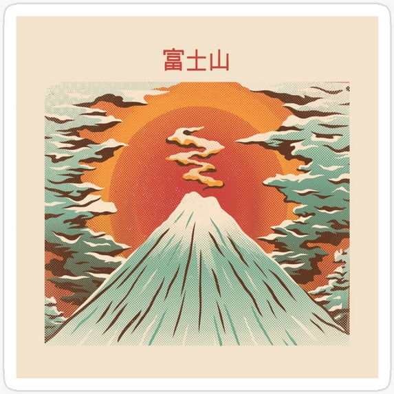 Mount Fuji Light Sticker Phone Decal Water Bottle Stickers Car Decals ...