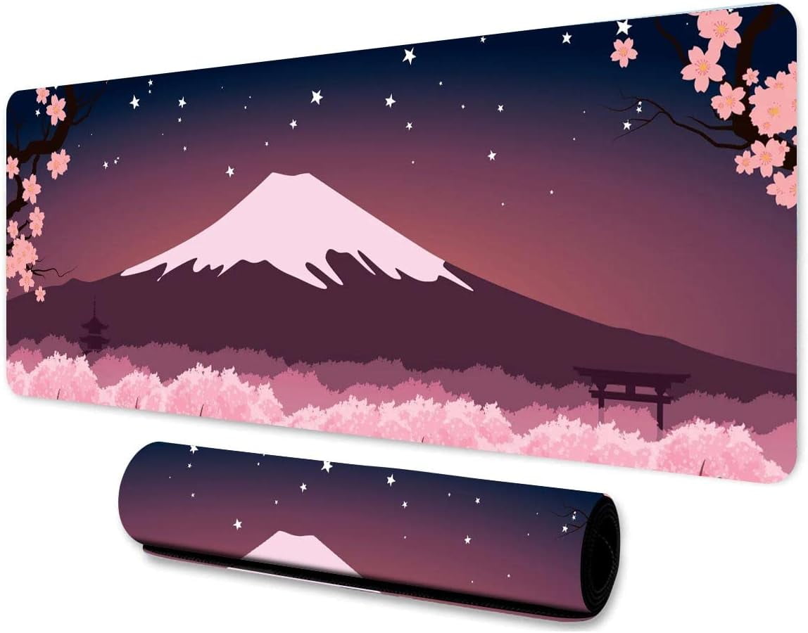Mount Fuji Mouse Pad 31.5x11.8 Inches Japanese Mountains Plants Flowers ...
