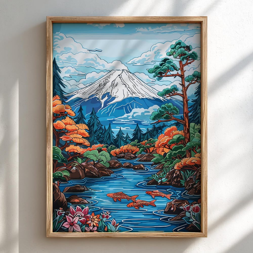 Mount Fuji Poster: Japanese Print Ukiyo-E Art Home Decor Office Wall ...