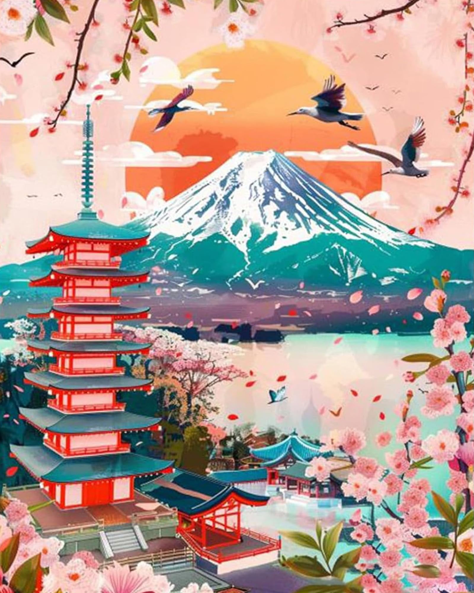 Mount Fuji Scenery DIY Paint by Numbers for Japan Natural Landscape DIY ...