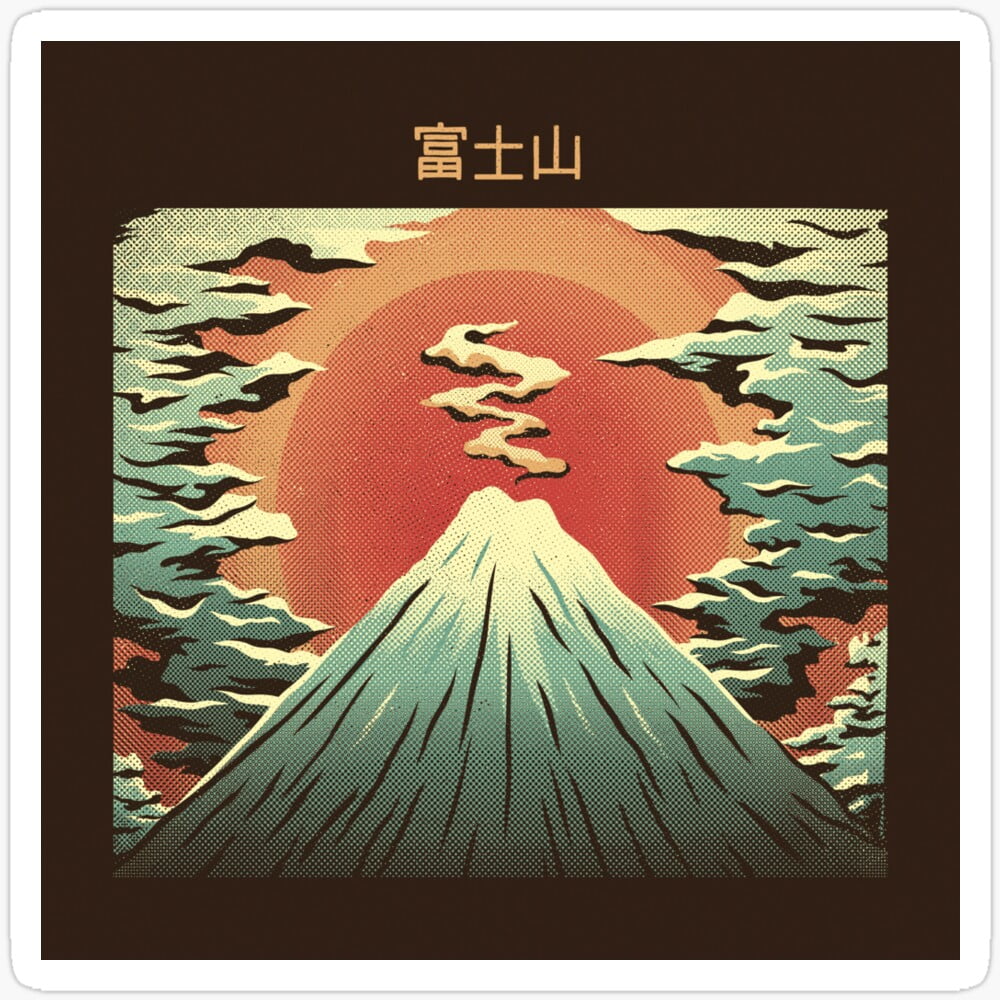 Mount Fuji Sticker Phone Decal Water Bottle Stickers Car Decals, Laptop ...