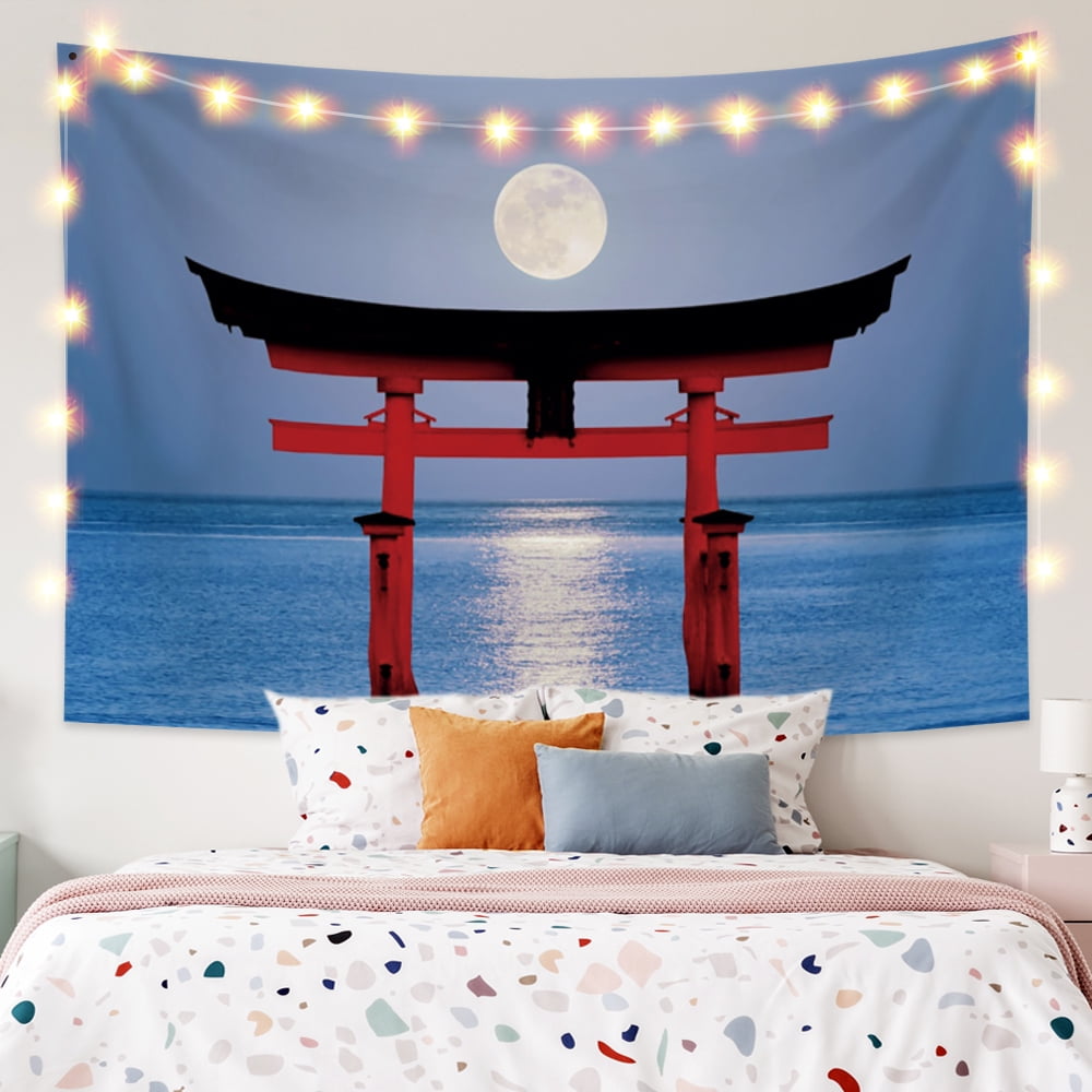 Mount Fuji Tapestry Ancient Temple Print Home ration Japanese Cherry ...