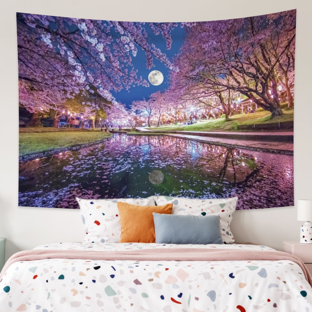 Mount Fuji Tapestry Ancient Temple Print Home ration Japanese Cherry ...