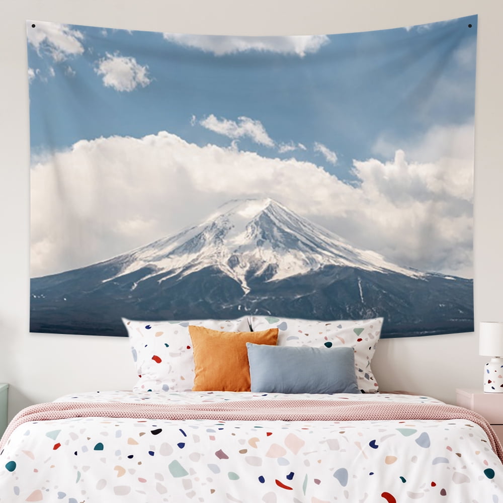 Mount Fuji Tapestry Ancient Temple Print Home ration Japanese Cherry ...