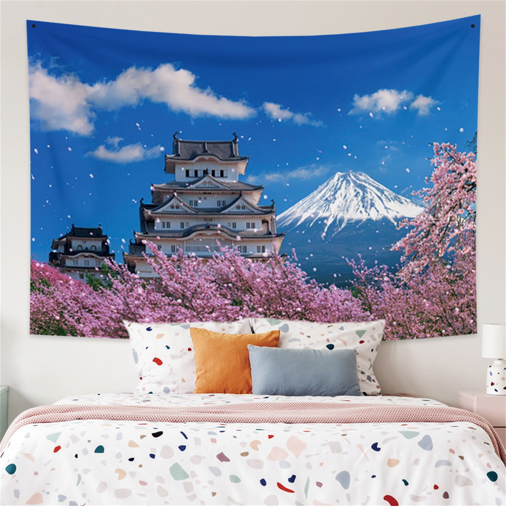 Mount Fuji Tapestry Ancient Temple Print Home ration Japanese Cherry ...