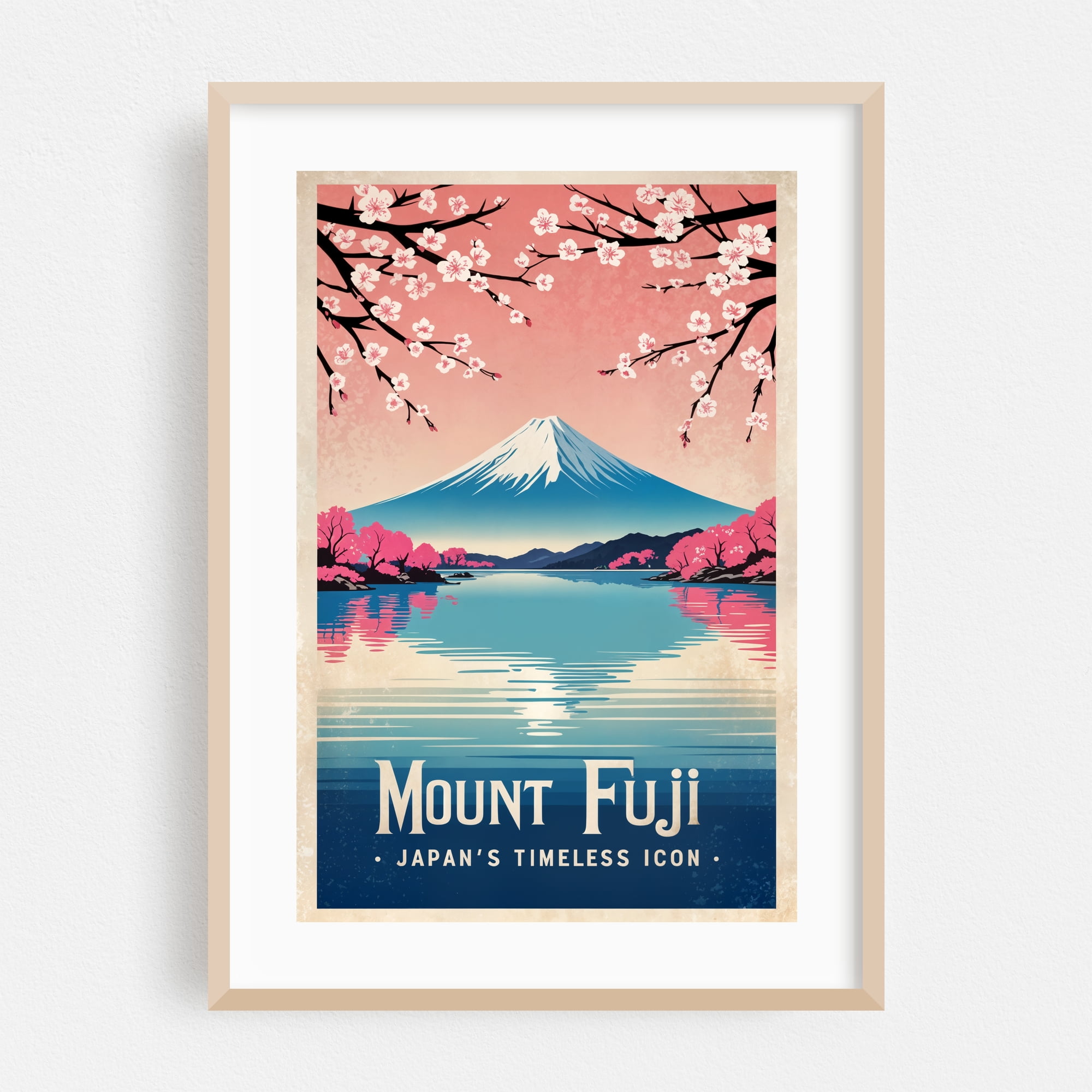 Mount Fuji Vintage Travel Poster – Japan’s Land of Blossom - Kitayama Shizuoka Japan ...