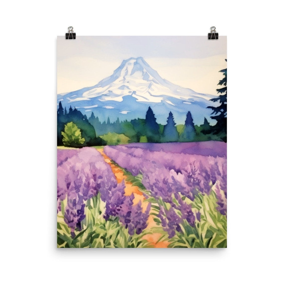 Mount Hood Lavender Farm Print, Oregon Mountain Wall Art, Pacific ...