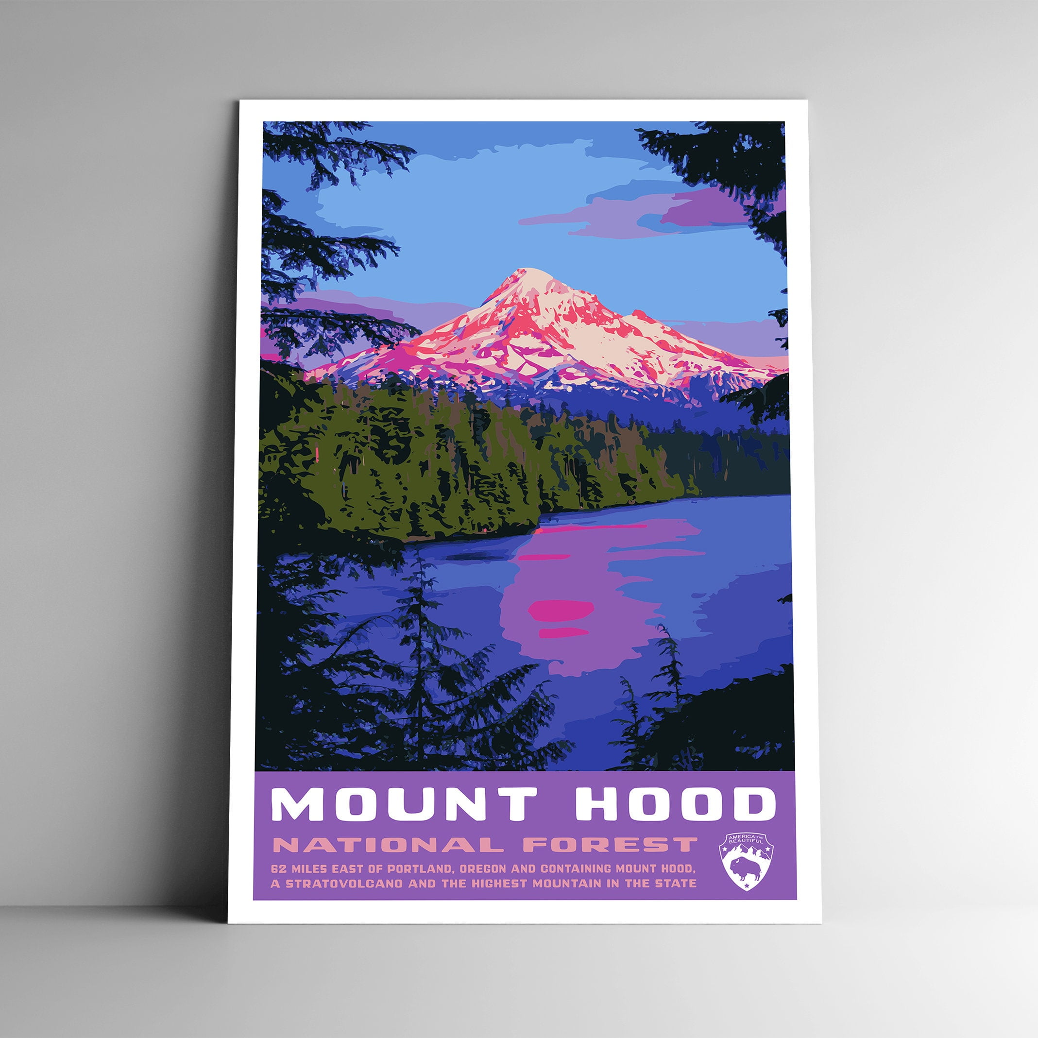 Mount Hood National Forest Vintage Travel Poster / Postcard WPA Style ...
