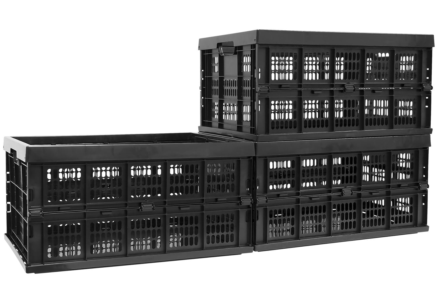 Mount-It! Collapsible Stackable Storage Crates | Set of 3 - Walmart.com