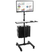 StarTech.com Mobile Standing Workstation with Monitor Mount, CPU/PC ...