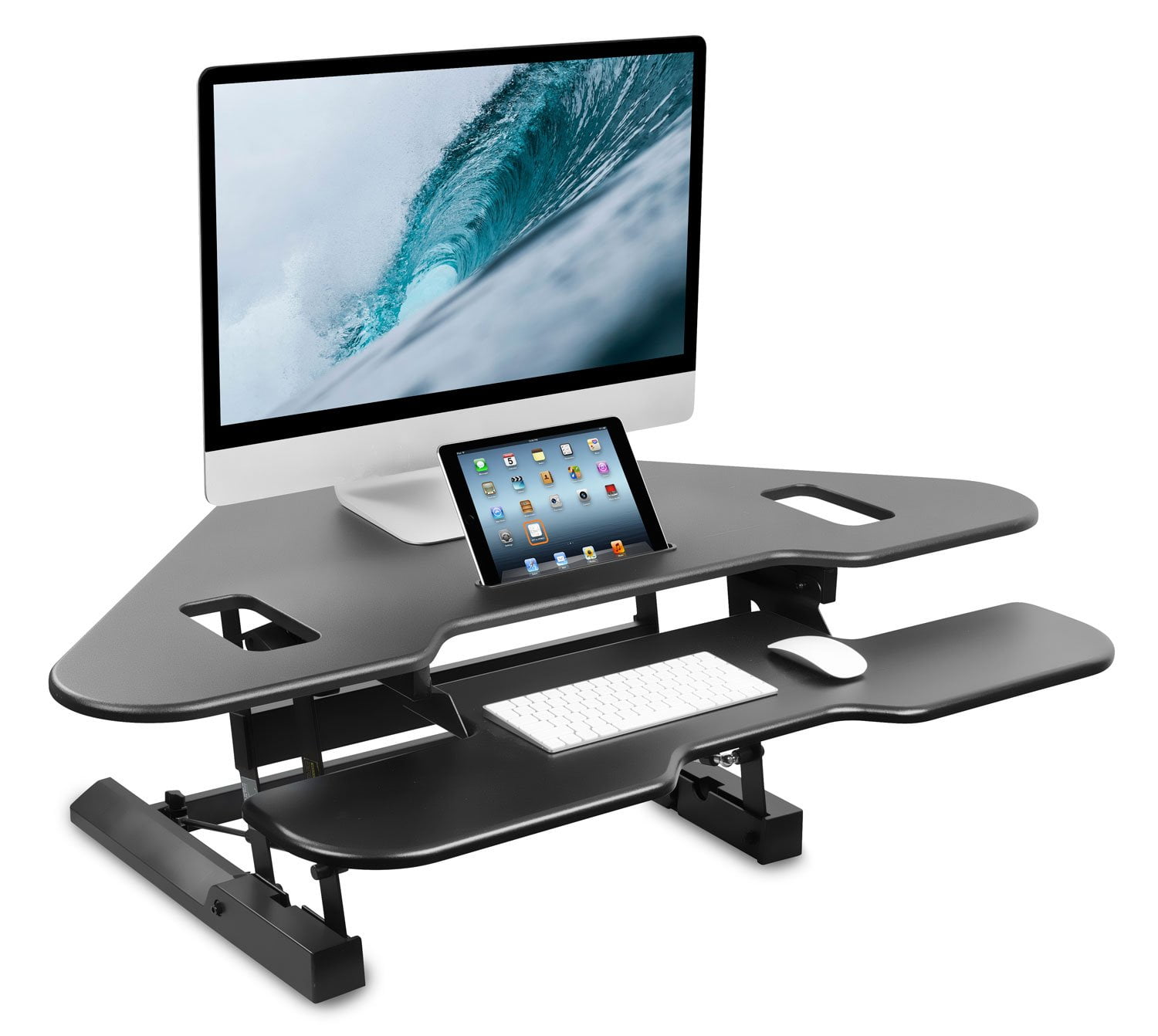 Mount-It! Corner Sit Stand Desk Converter, Height Adjustable, Spacious ...