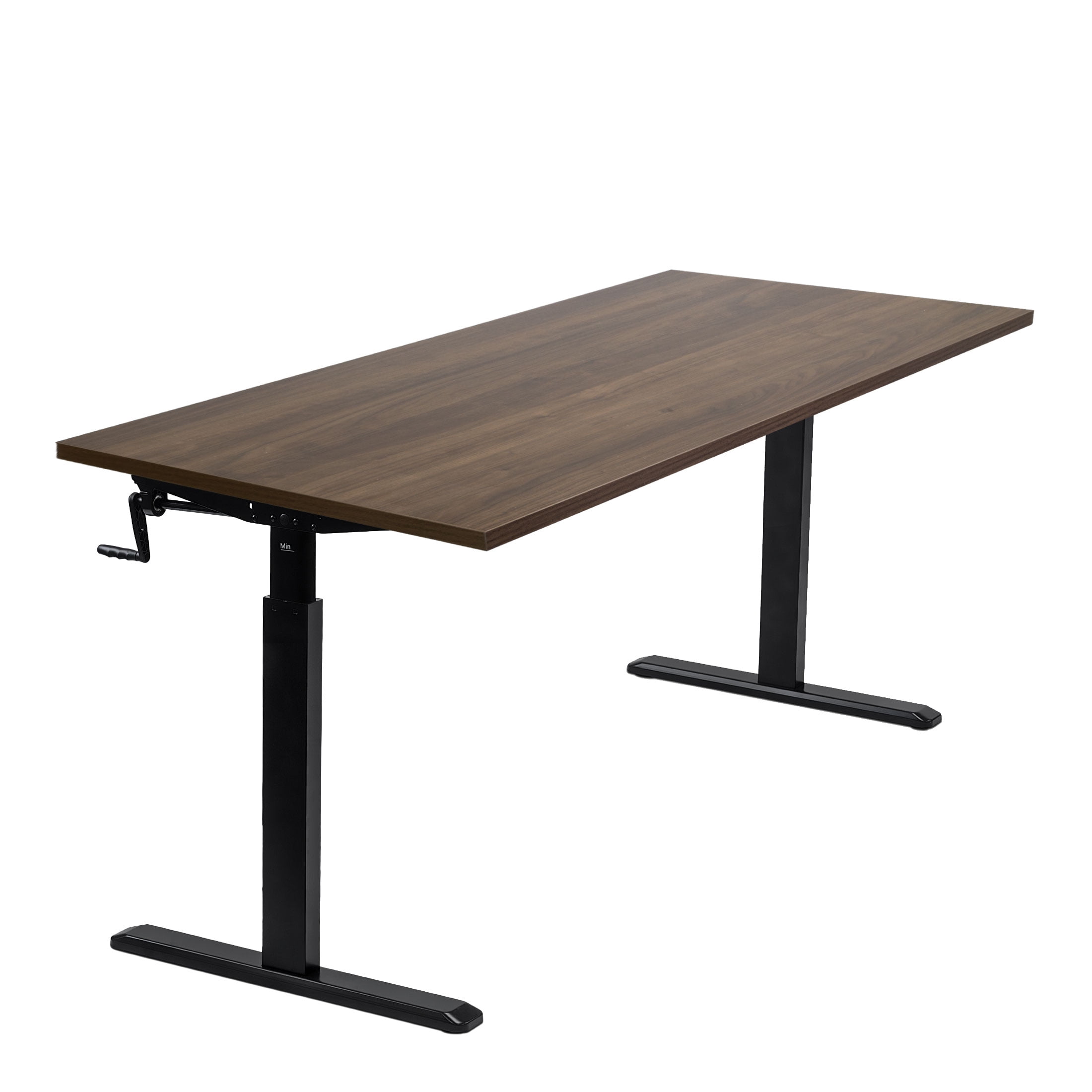 Mount-It! Hand Crank Sit-Stand Desk with Tabletop, Adrift Brown ...