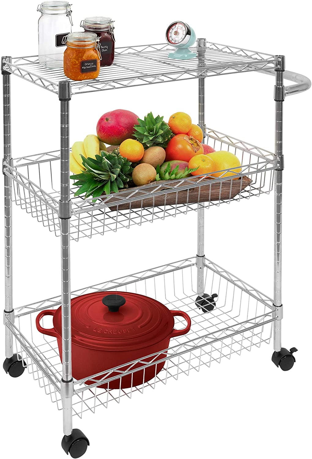 Mount-It! Mesh Wire Rolling Cart | 3-Tier Multi-Function Metal Trolley ...
