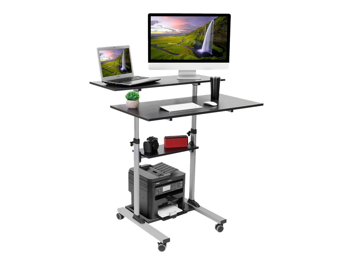 Mount-It! Mobile Standing Desk with Height Adjustable Shelves - Walmart.com