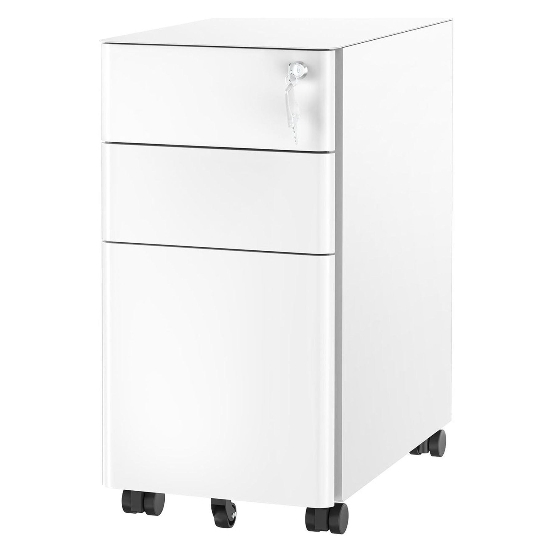 Mount-It! Slim Rolling File Cabinet, 3 Drawers, Steel, Lockable, Mobile ...