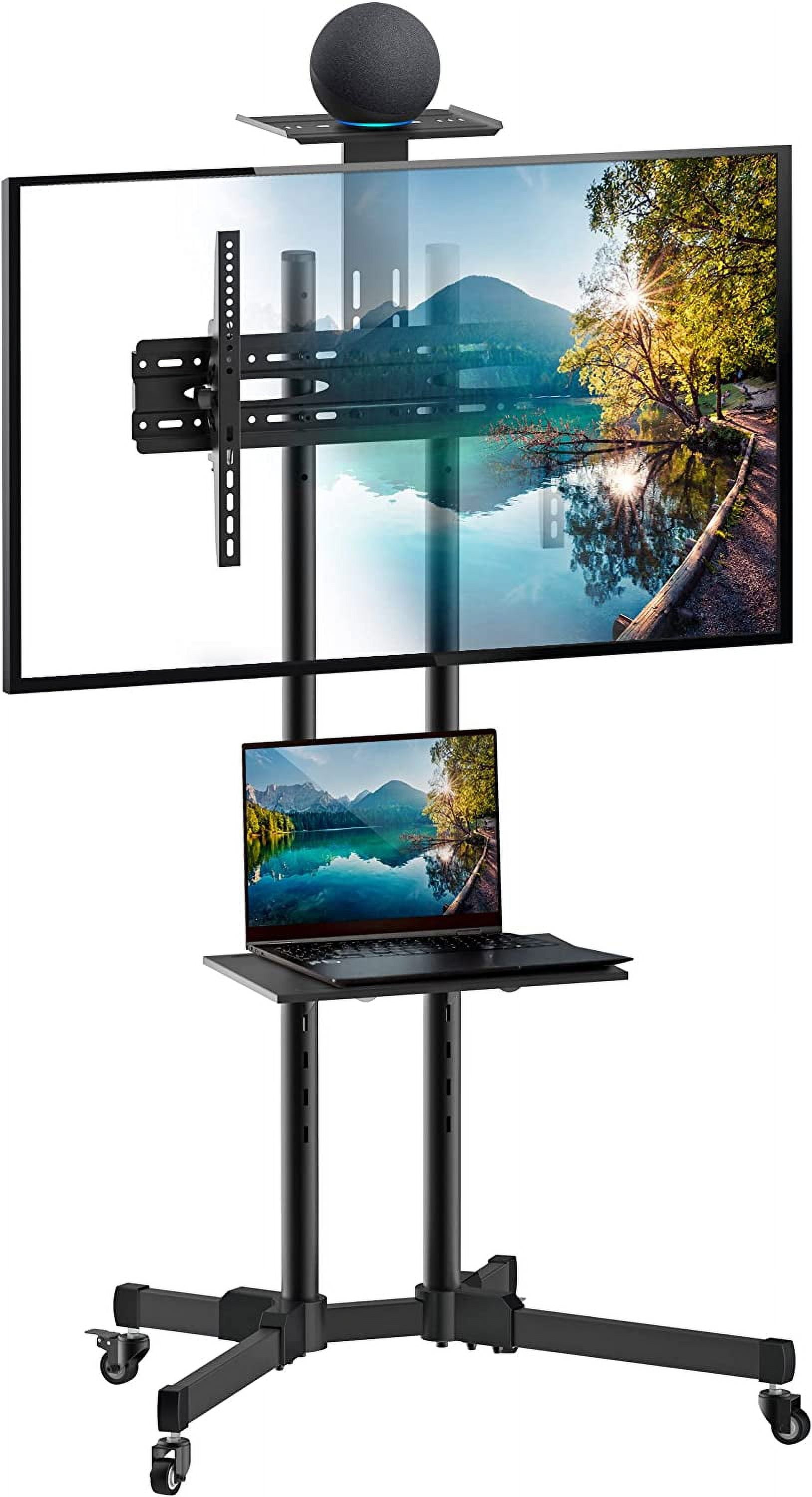 Mount-It! TV Cart Mobile TV Stand Wheeled Height Adjustable Flat Screen ...