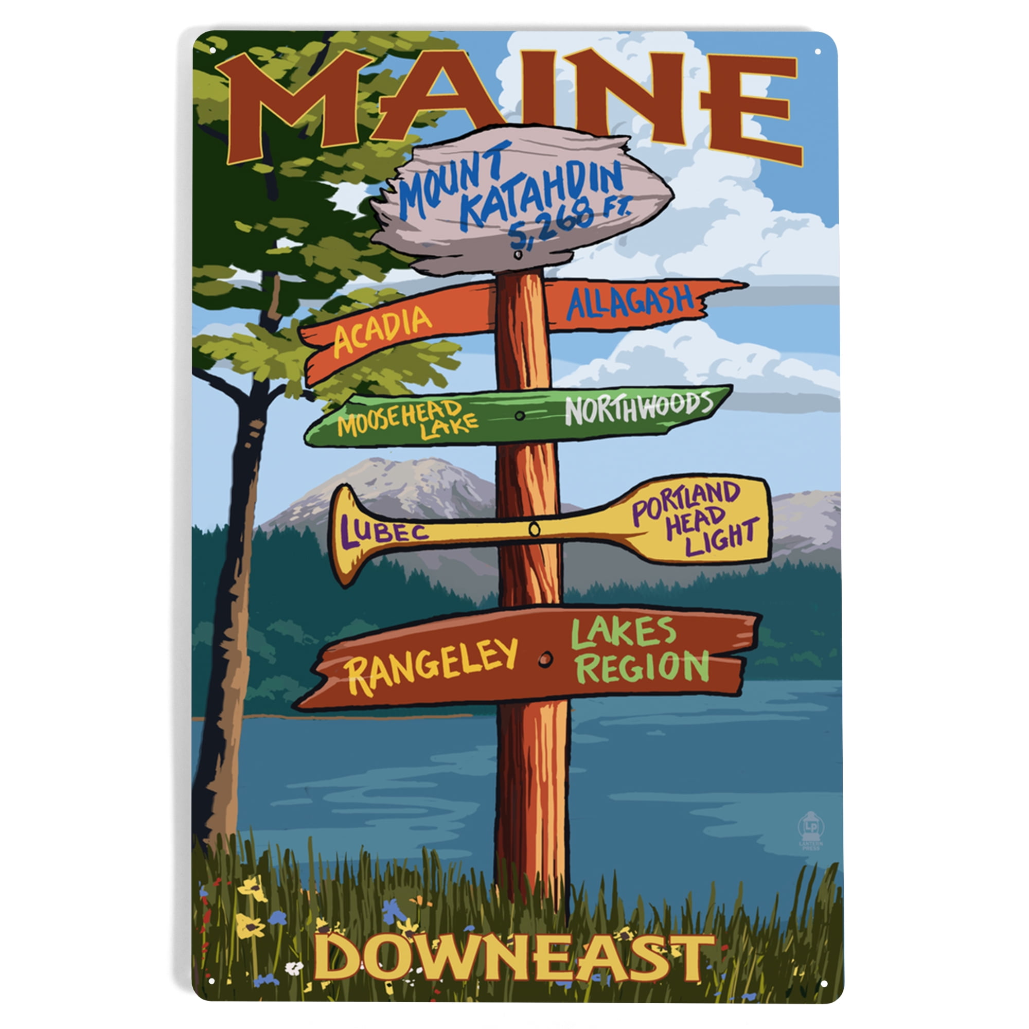 Mount Katahdin, Maine, Destinations Sign (12x18 Aluminum Art, Indoor ...
