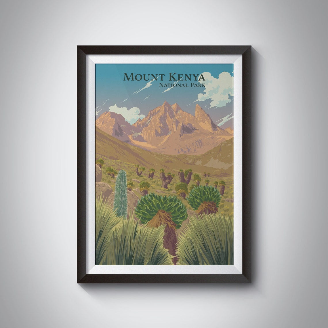 Mount Kenya Poster, National Park Print, Kenya Travel Poster, Africa ...