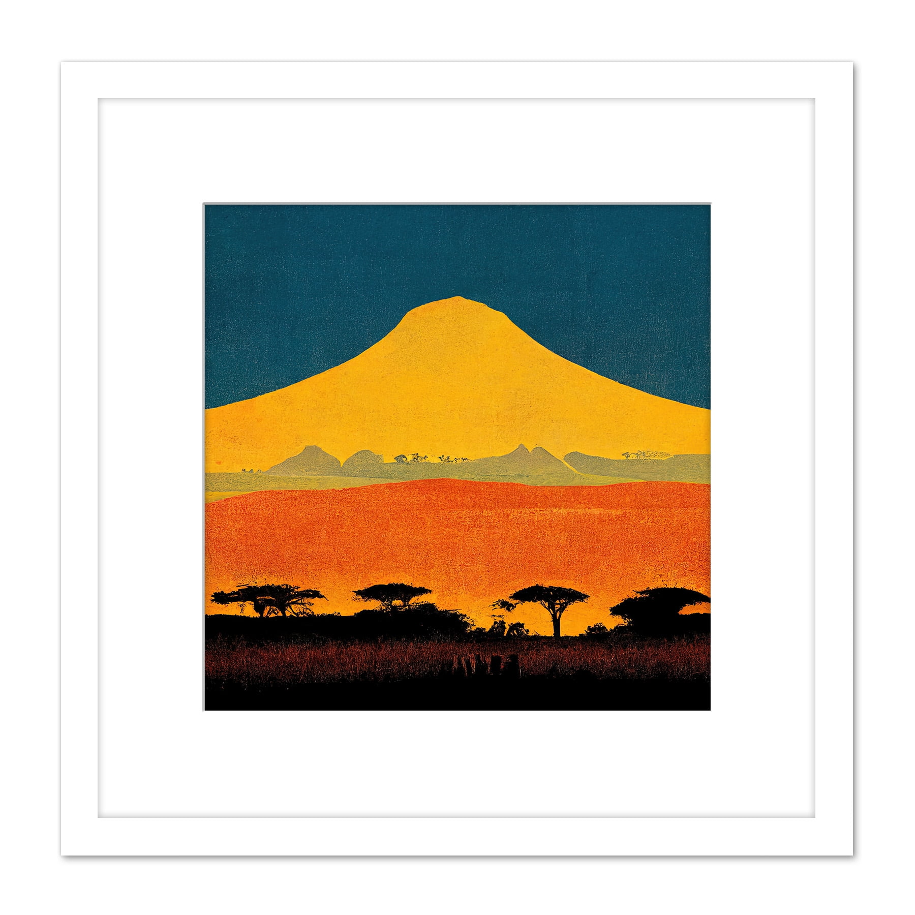 Mount Kilimanjaro Savanna Tanzania Africa Retro Landscape Mountain ...