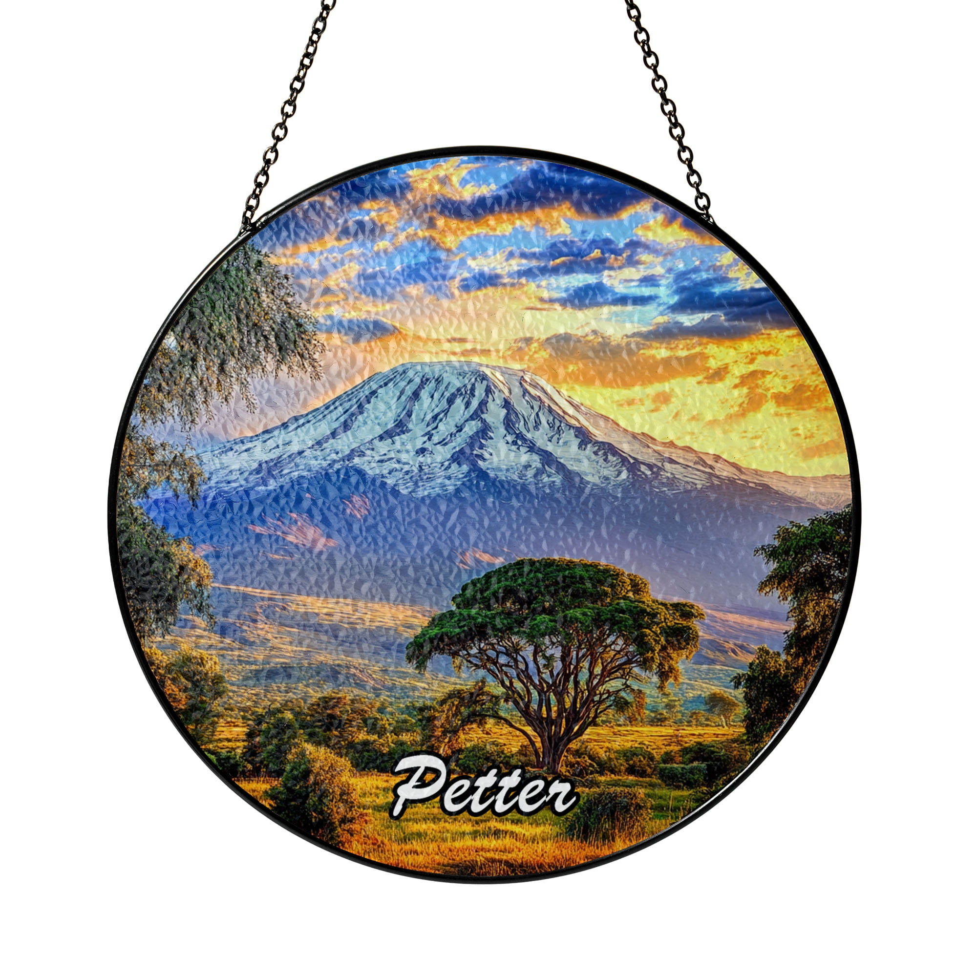 Mount Kilimanjaro Stained Glass Suncatcher - Custom Name Tanzania ...