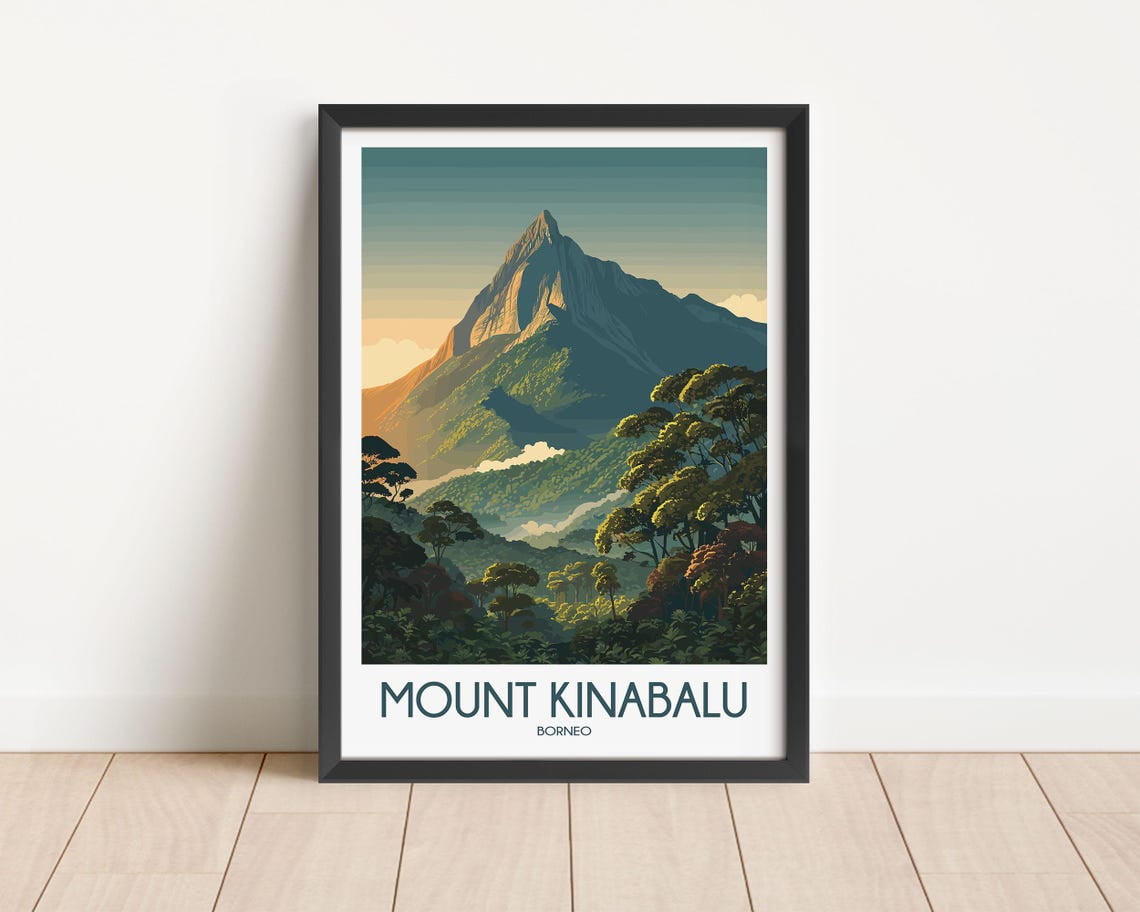 Mount Kinabalu Poster Borneo Scenic Summit Wall Art Decor, Unframed ...
