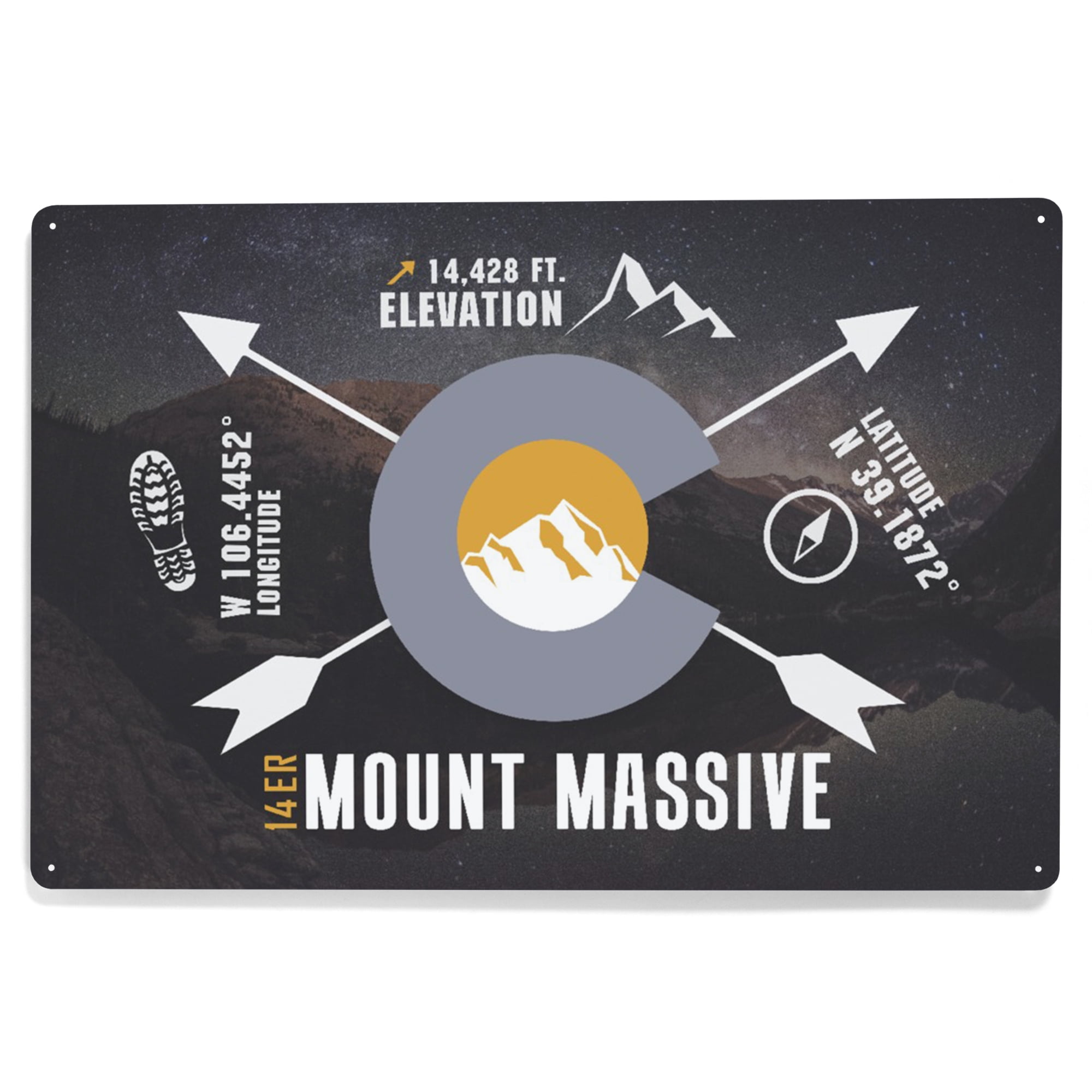 Mount Massive, Colorado Infographic, The Fourteeners (12x18 Aluminum ...