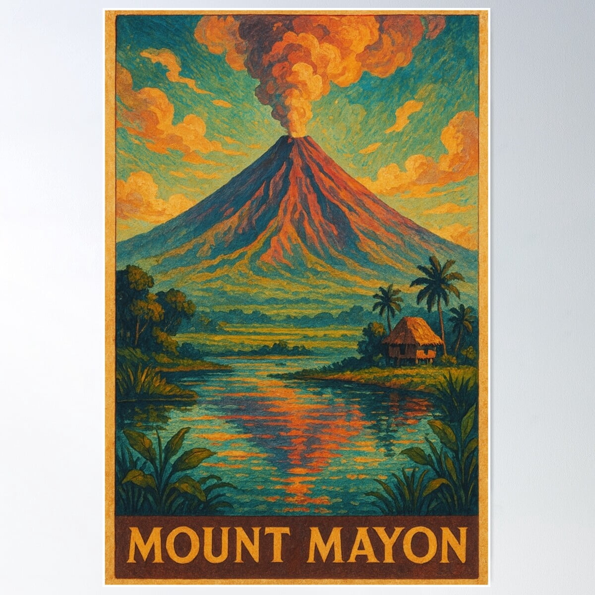 Mount Mayon Volcano With Reflected Sky In Philippines Poster Wall Art ...