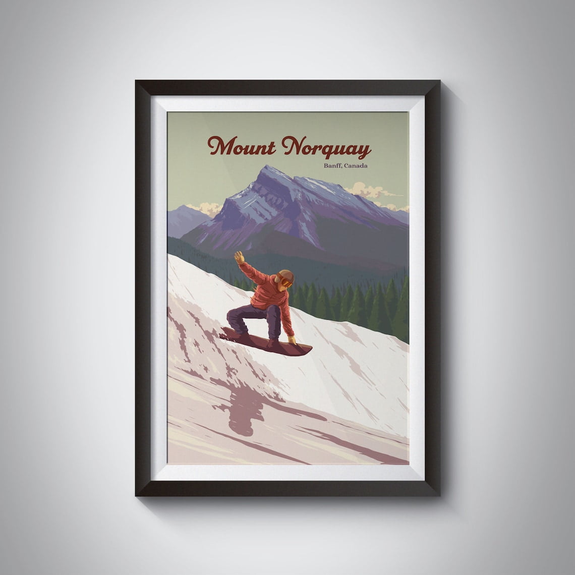 Mount Norquay Snowboarding Travel Poster, Ski Resort, Banff National ...
