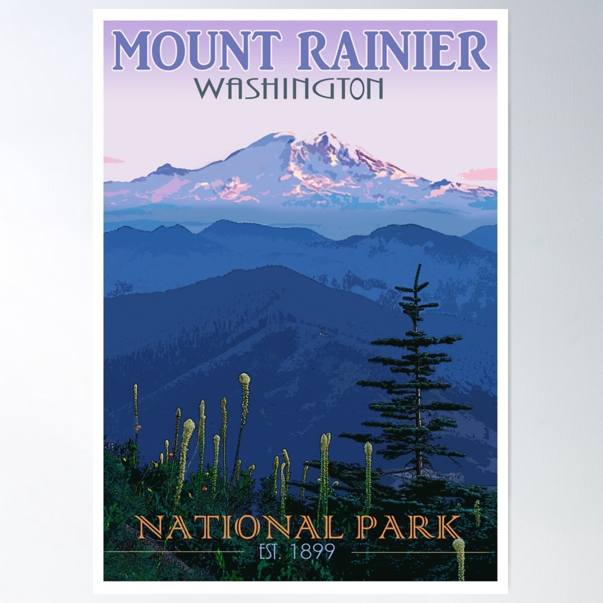 Mount Rainier National Park Poster, 12x18 UNFRAMED - Walmart.com