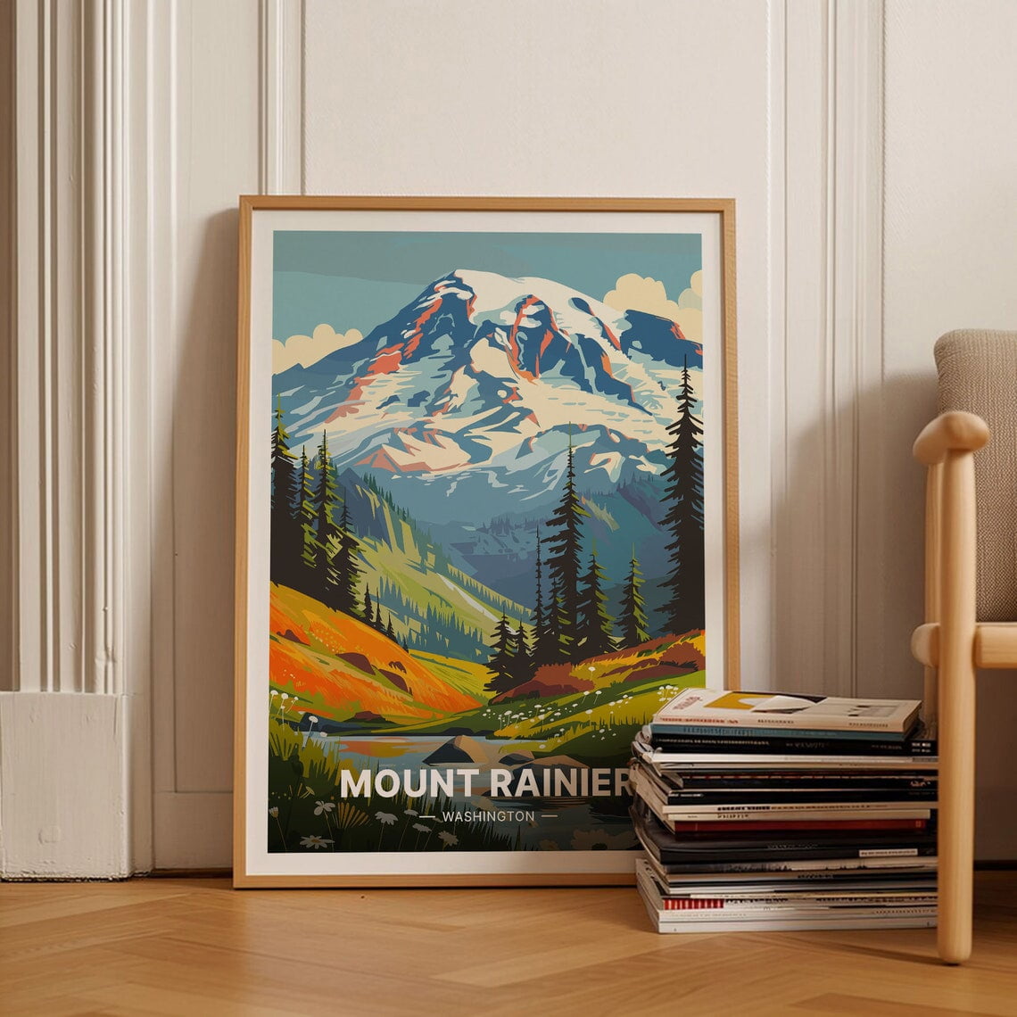 Mount Rainier National Park Poster, Scenic Travel Wall Art, Adventure ...