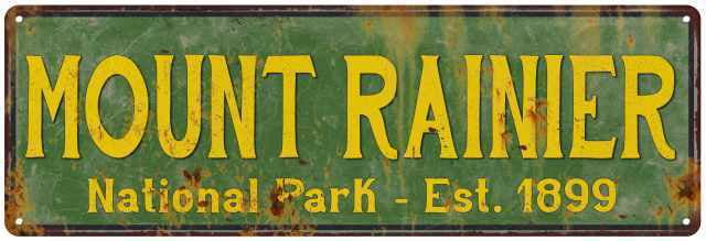 Mount Rainier National Park Rustic Metal Sign Cabin Wall Decor Size: 4 ...