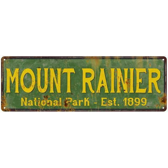 Mount Rainier National Park Rustic Metal Sign Cabin Wall Decor Size: 4 ...