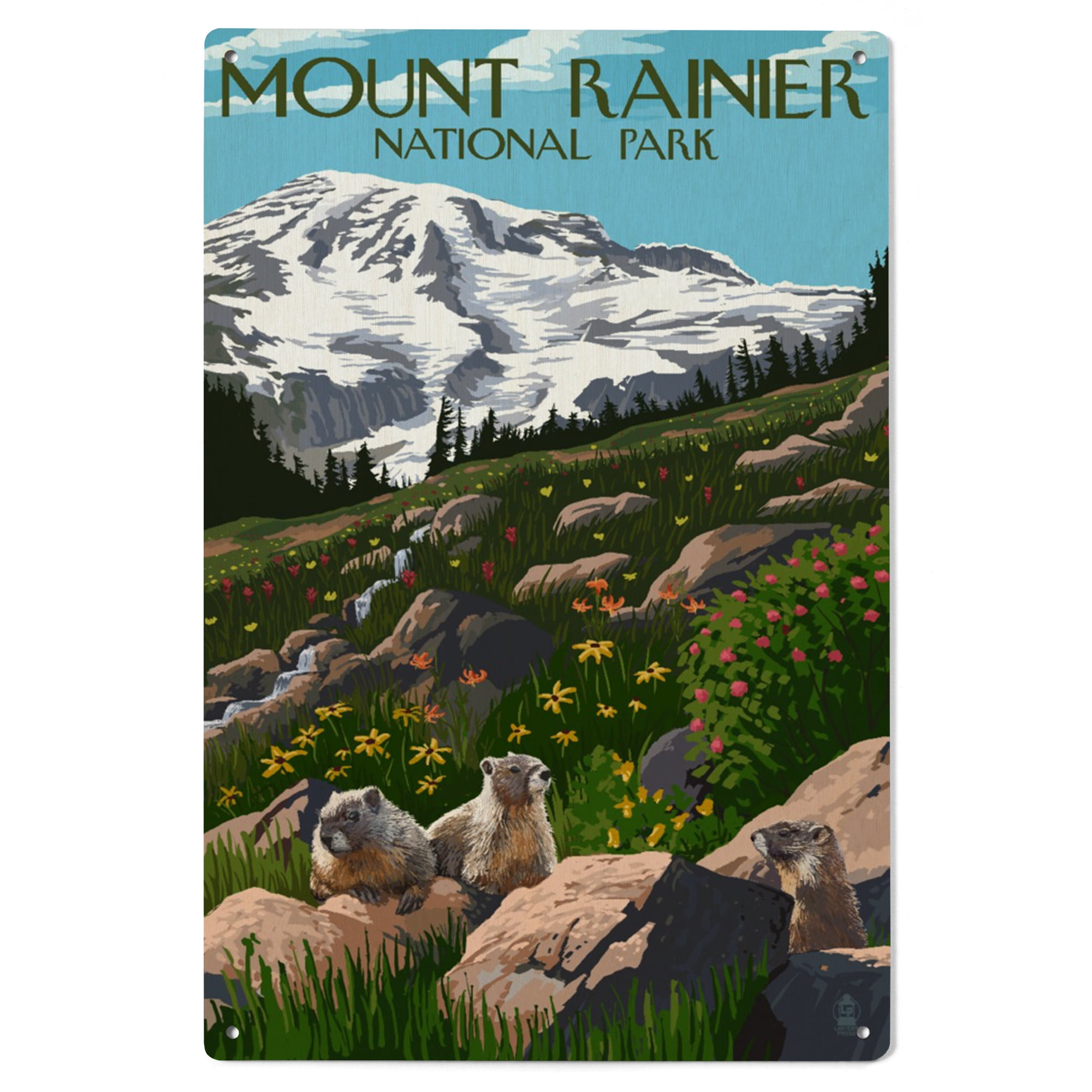 Mount Rainier National Park, Washington, Meadow and Marmots Birch Wood ...