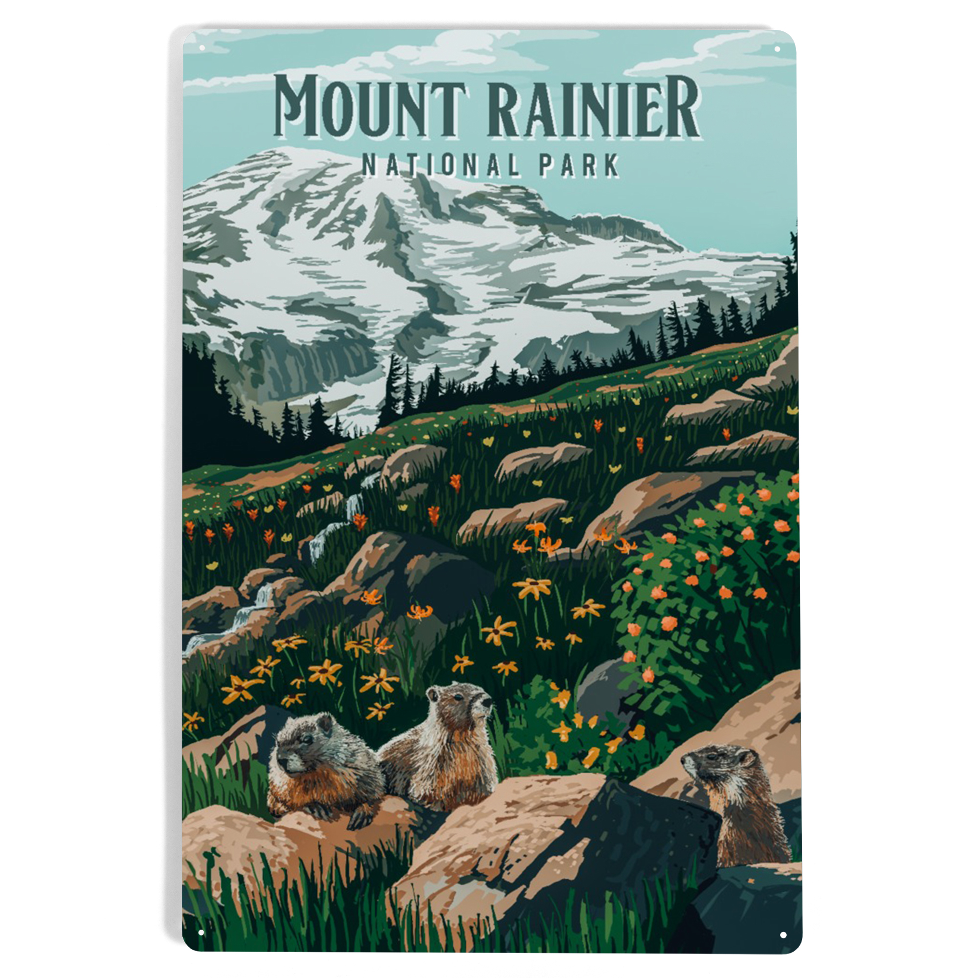 Mount Rainier National Park, Washington, Painterly National Park Series ...