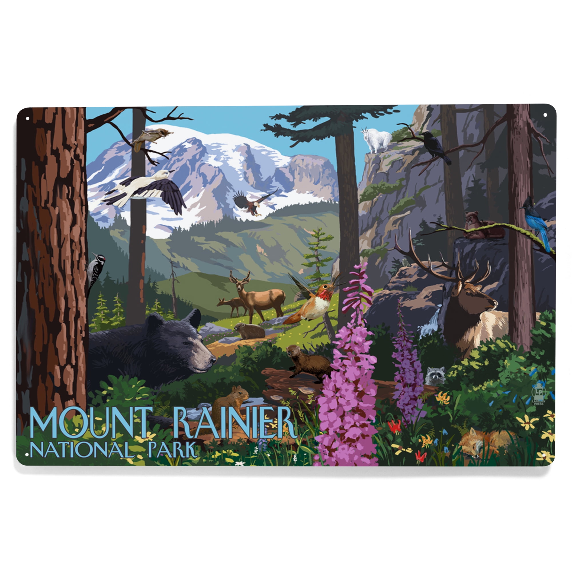 Mount Rainier National Park, Wildlife Utopia (12x18 Aluminum Art ...
