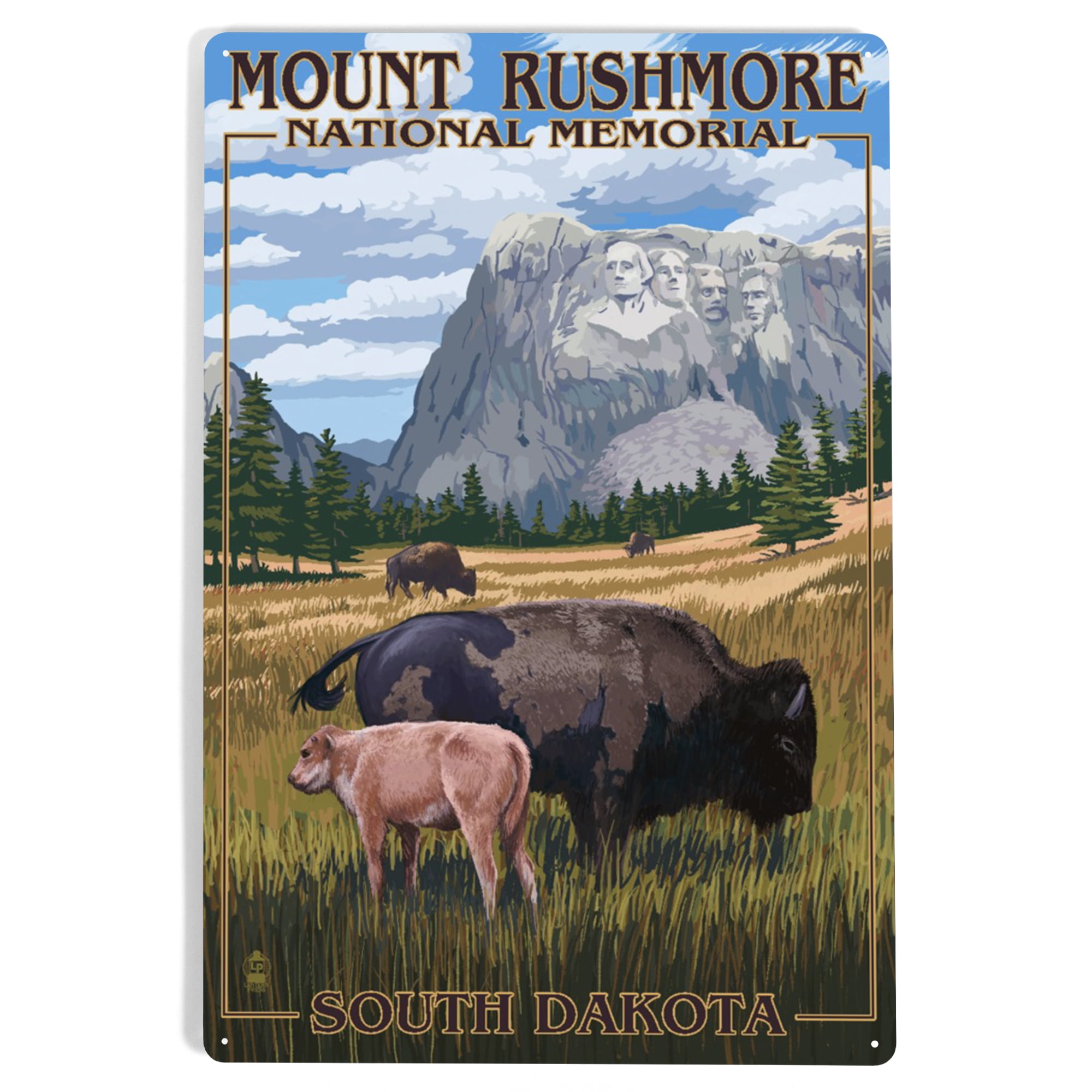 Mount Rushmore National Memorial, South Dakota, Bison Scene (12x18 ...