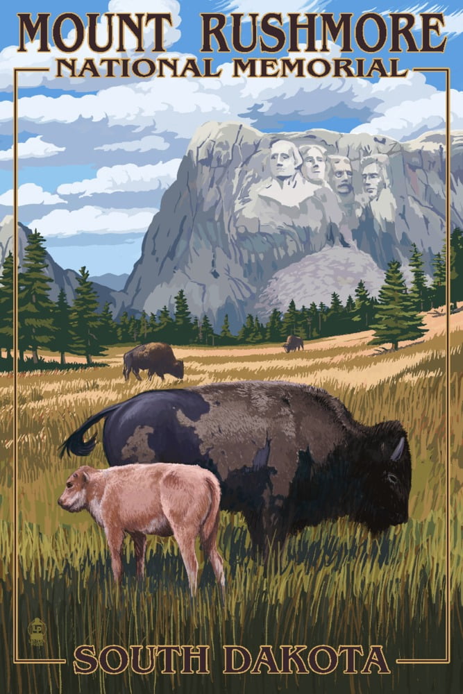 Mount Rushmore National Memorial, South Dakota, Bison Scene (12x18 Wall ...