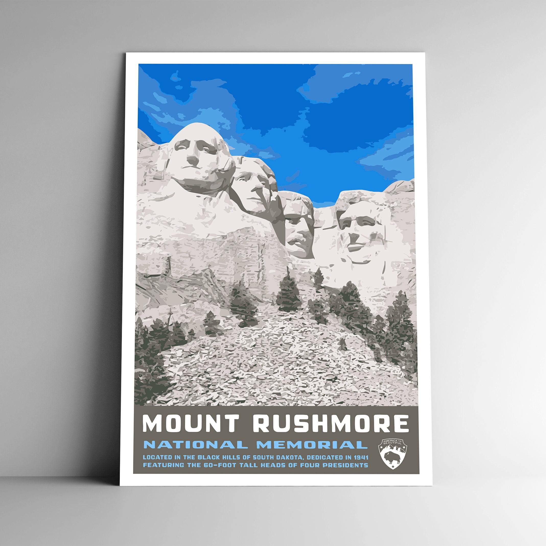 Mount Rushmore National Memorial Vintage Travel Poster / Postcard WPA ...