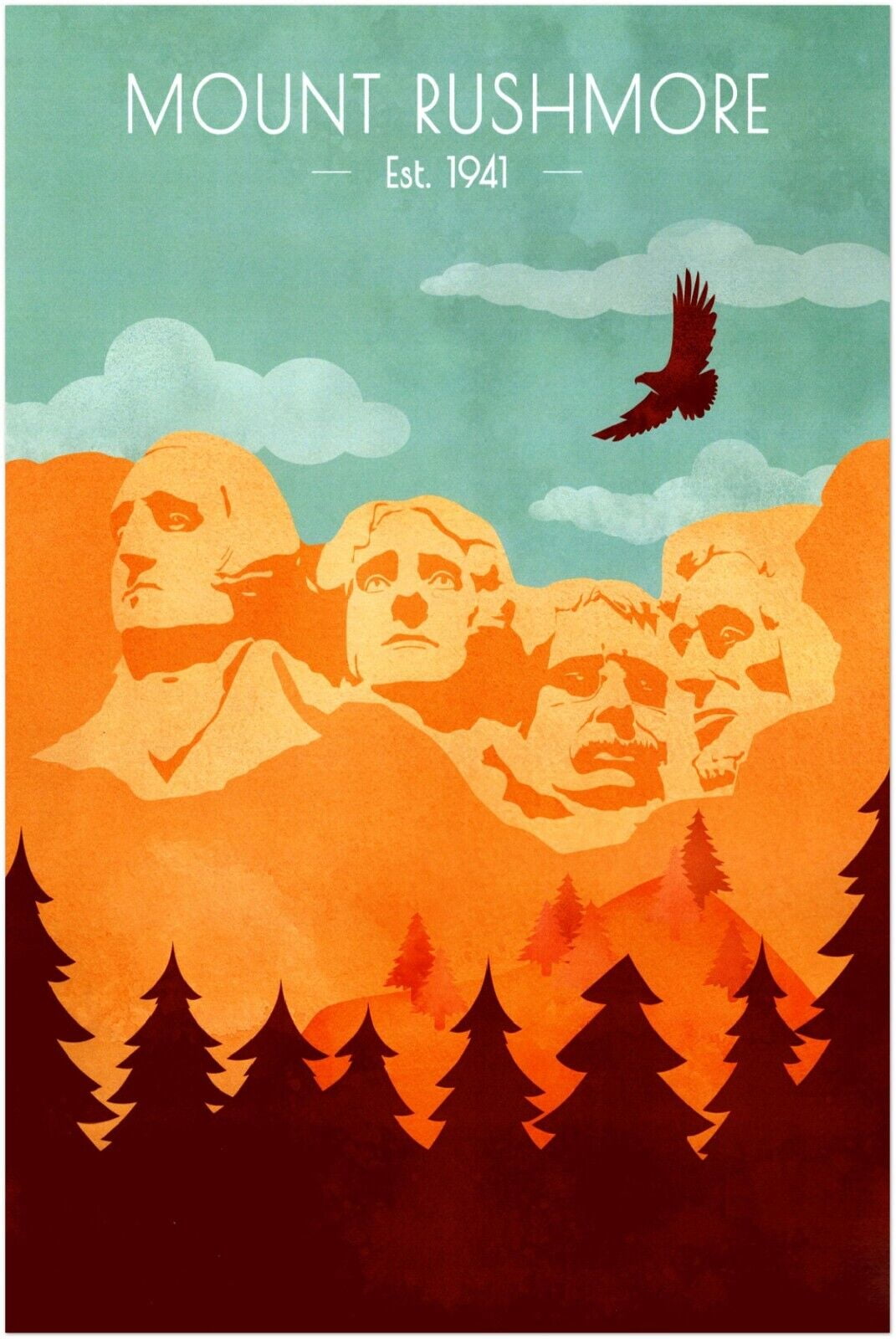 Mount Rushmore - National Park - Vintage Travel Poster (11x17Inches ...