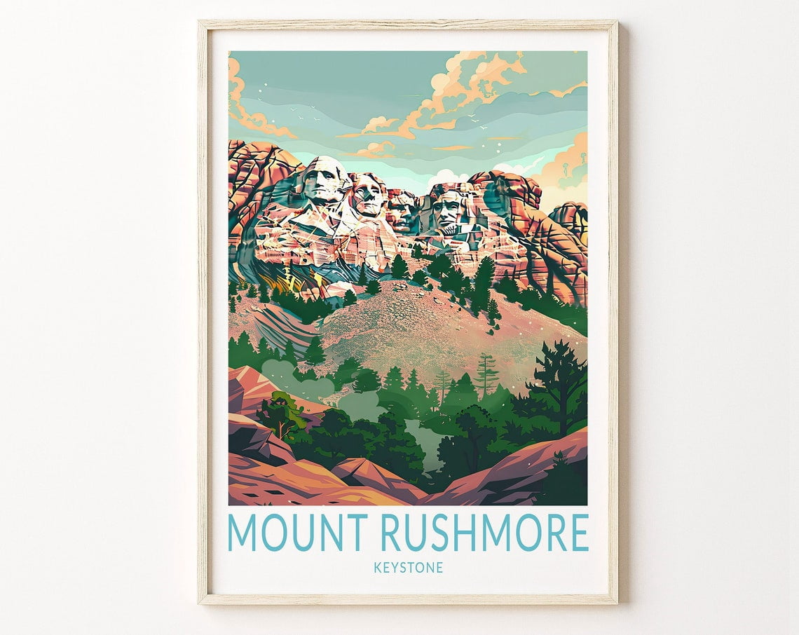 Mount Rushmore Poster, National Memorial Travel Wall Art, Mount ...