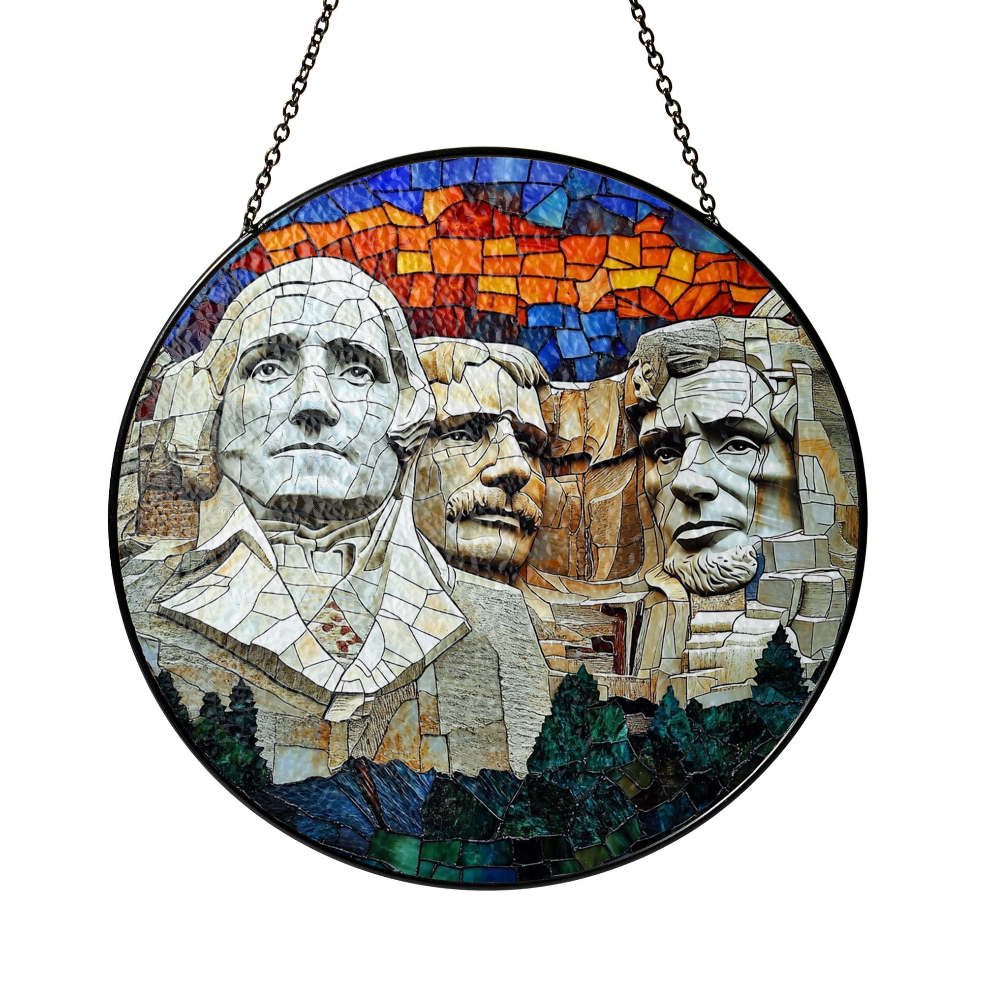 Mount Rushmore Stained Glass Suncatcher - Custom Name USA Monument ...