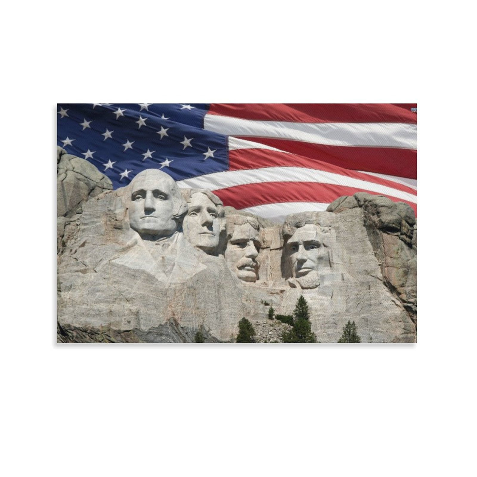 Mount Rushmore And United States of America Stars And Stripes Flag ...