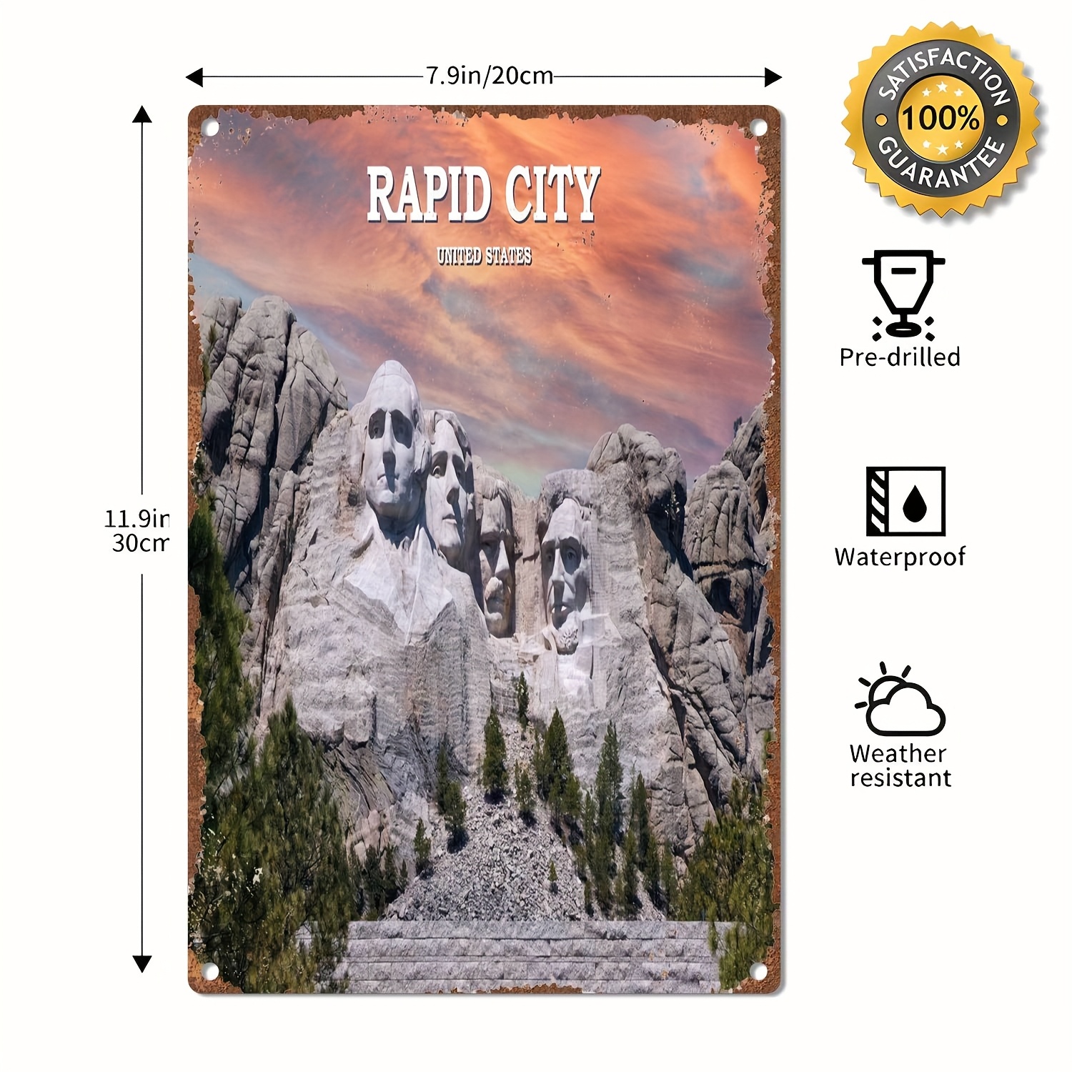 Mount Rushmore With Rapid City Text Overlay Retro Metal Tin Sign ...